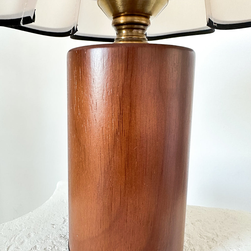 Vintage Wooden Pleated Table Lamp With Dimmable Bulb, Retro Rustic Cozy Decorative Ideal for ...