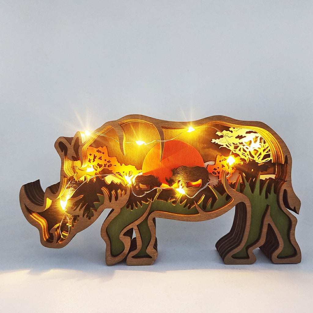 3D Print Craft Animals Multi-layer Silhouette Statue LED Lights ...